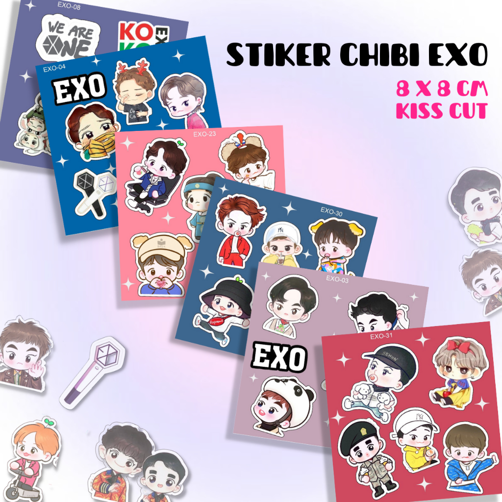 Jual Stiker EXO kartun cute | Stiker Kpop | PART 2 ANTI AIR LUNTUR ...