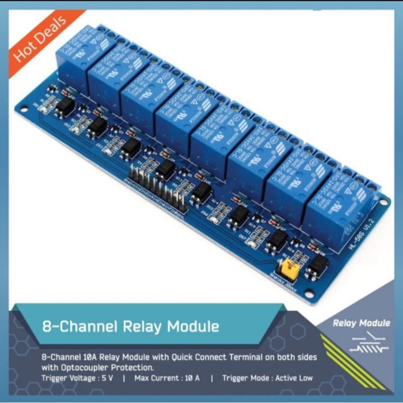 Jual Relay Modul 8 Channel 5V With Optocouoler(Arduino Compatible ...