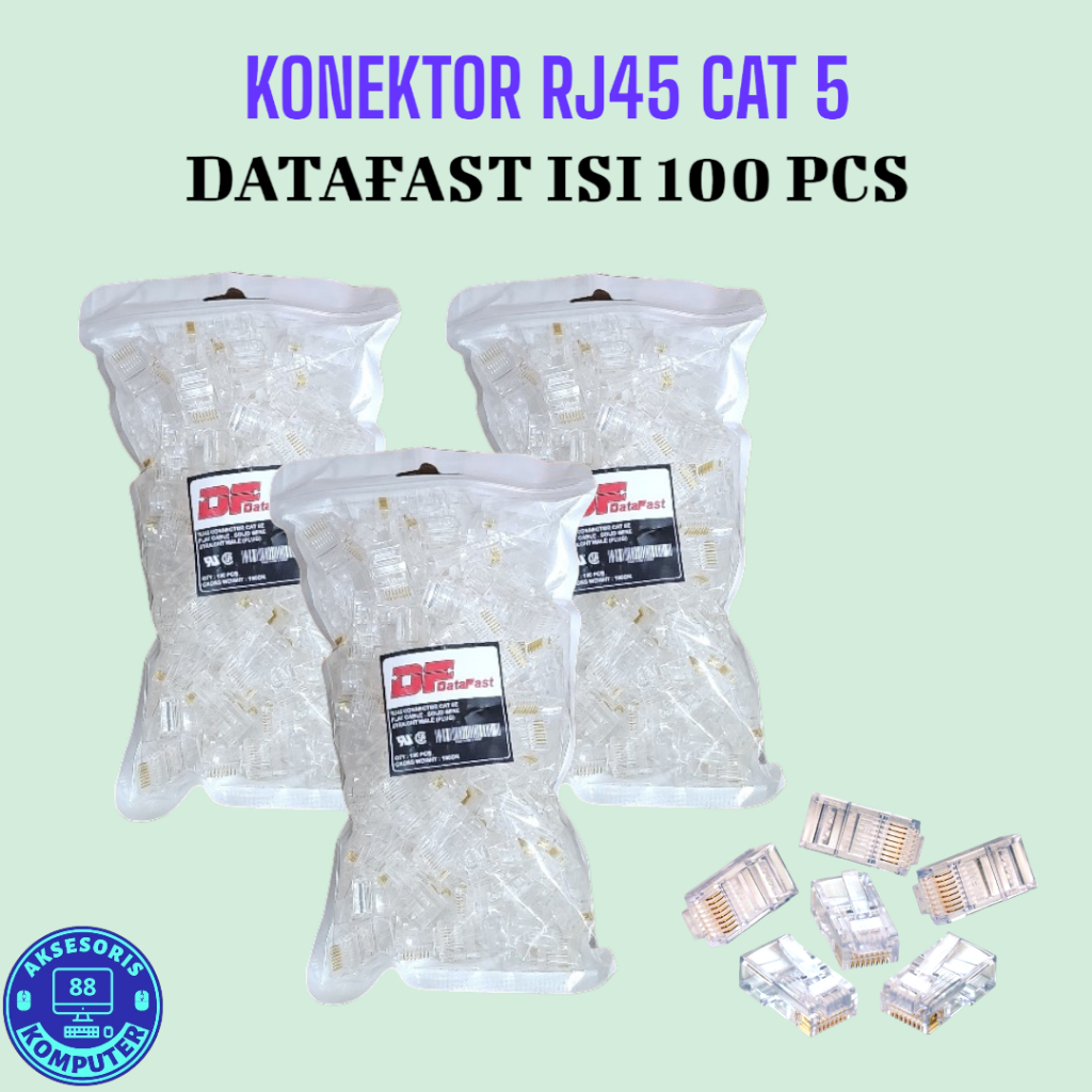 Jual CAT5 | KONEKTOR LAN RJ 45 CAT 5 PLASTIK / CONNECTOR LAN RJ45 CAT5E ...