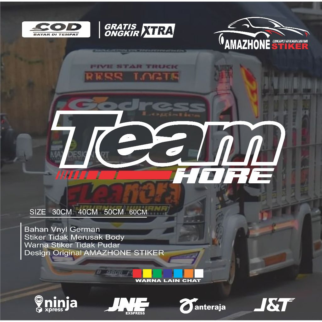Jual stiker kaca truk pick up stiker team hore cutting stiker kaca ...