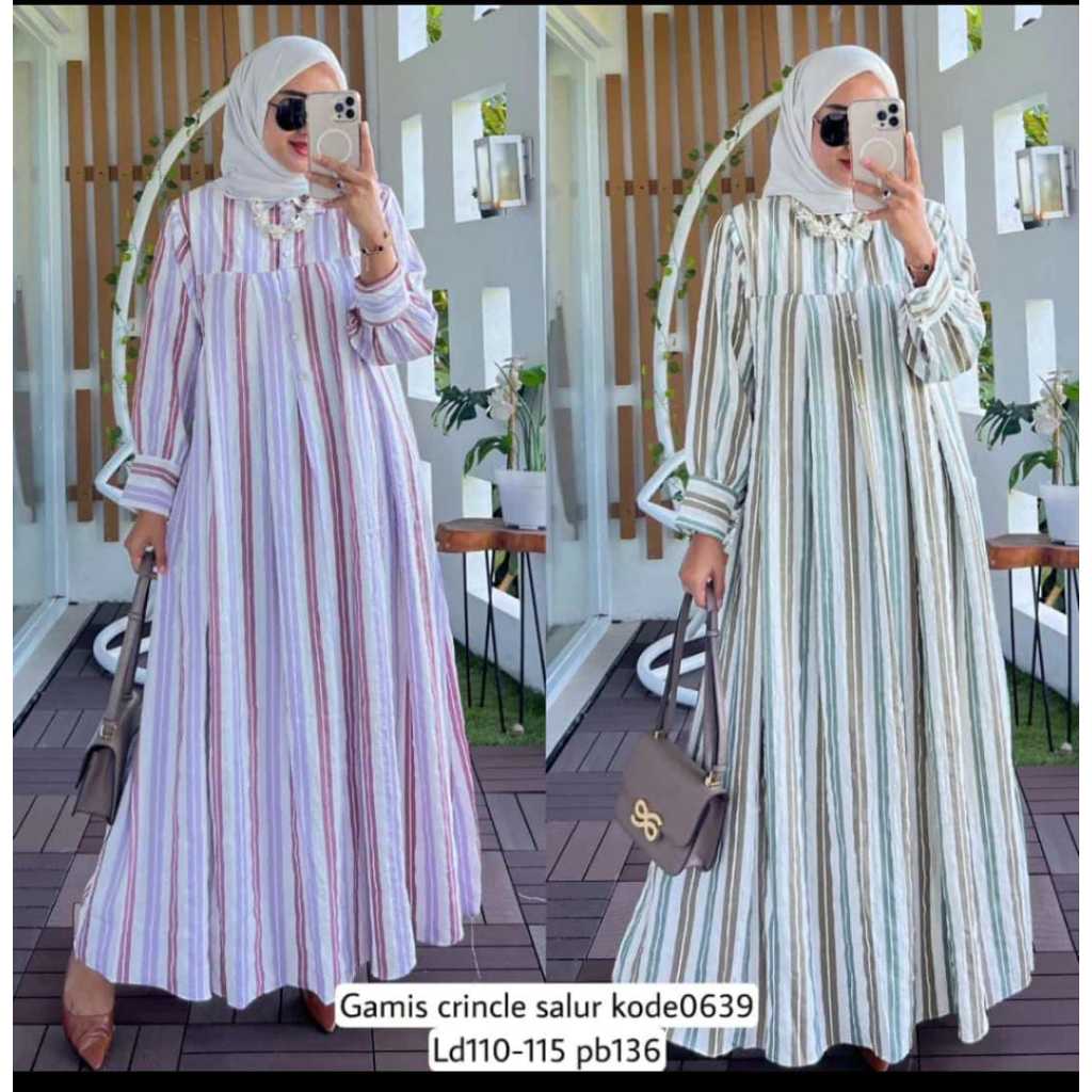 Jual LANGSUNG KIRIM GAMIS CRINGKLE AIRFLO MOTIF SALUR SUPER JUMBO LD 140 BB SMPAI 150 KG BUSUI ...