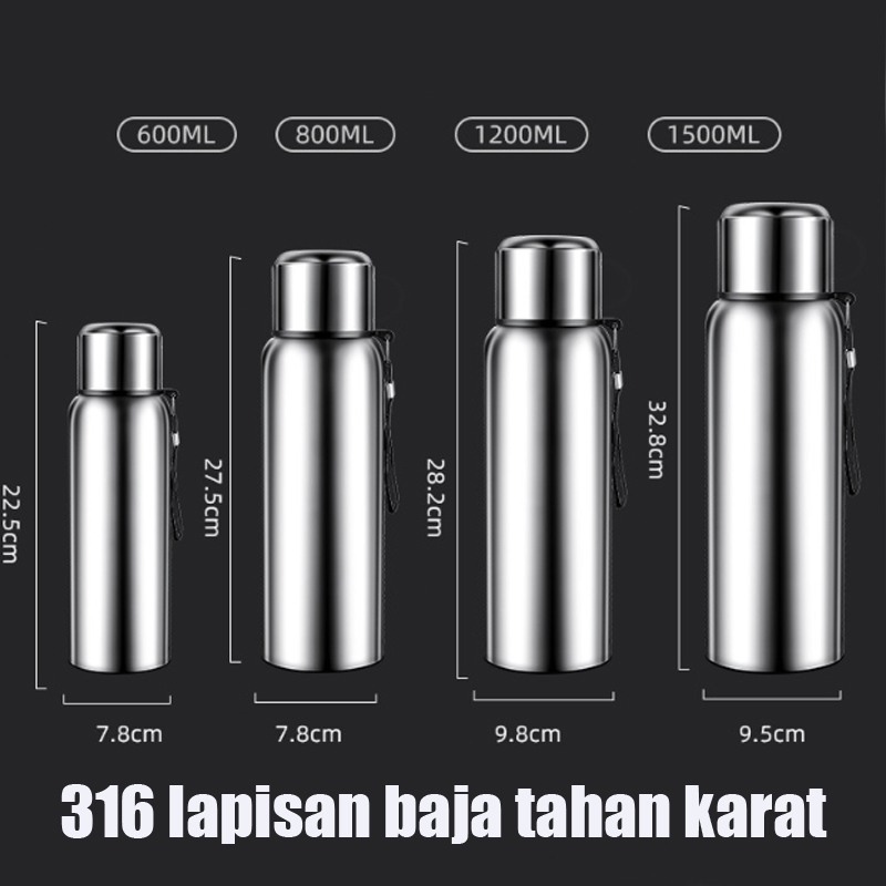 Jual 800ml/1500ml Stainless Steel 316 Termos Cangkir Pegangan Gelas Cangkir berinsulasi baja ...