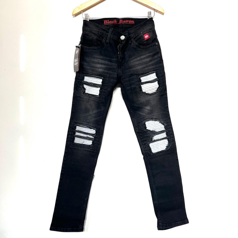 Jual Celana jeans pria sobek lutut BB Rucas ripped black jazz korean ...