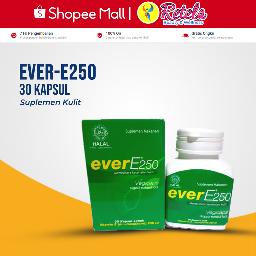 Jual Ever E 250 Soft Capsule Isi 30 Kapsul Suplemen Kulit | Shopee ...