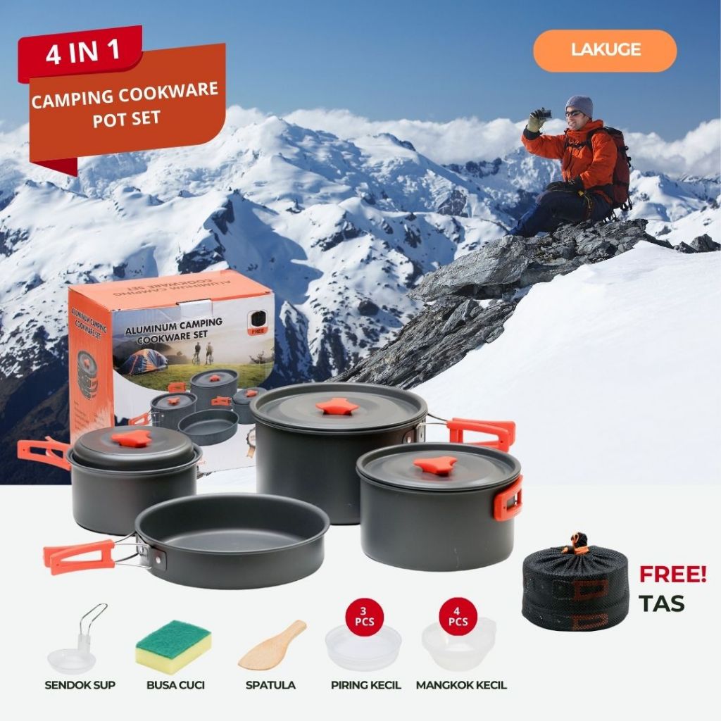 Jual Alat Masak Camping Outdoor Portable Cooking Cookware Pot Set ...