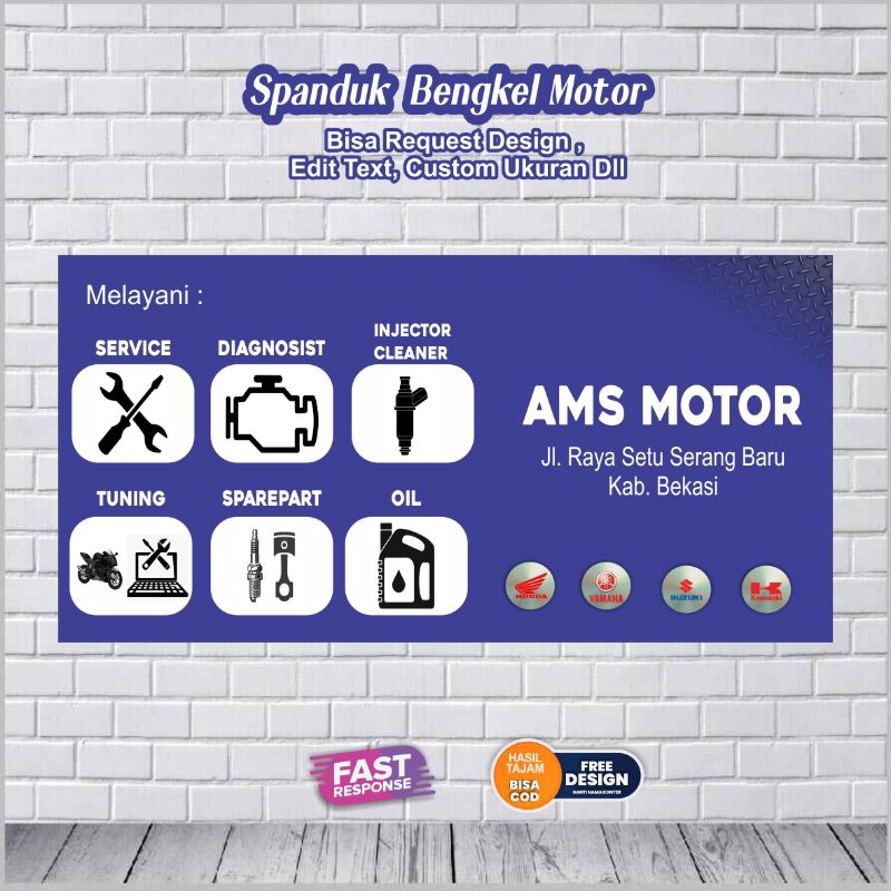 Jual Spanduk Baner Bengkel motor Custom Design | Shopee Indonesia