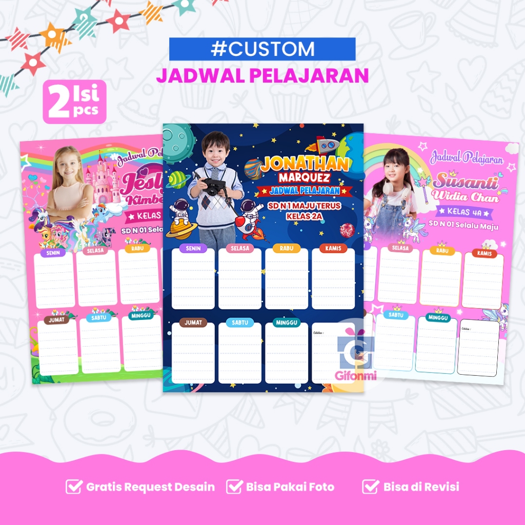 Jual Poster Jadwal Pelajaran Custom | Gratis Desain dan Tambah Foto ...