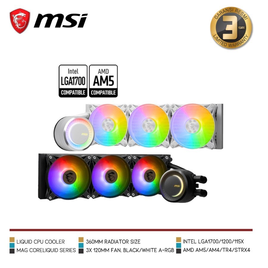 Jual MSI MAG CORELIQUID E360 ARGB 360mm - Liquid CPU Cooler | Shopee ...