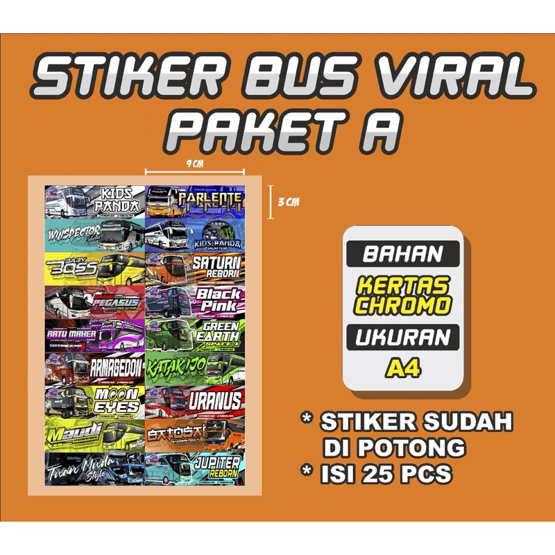 Jual Stiker bus viral model panjang ( isi 18 pcs ) | Shopee Indonesia
