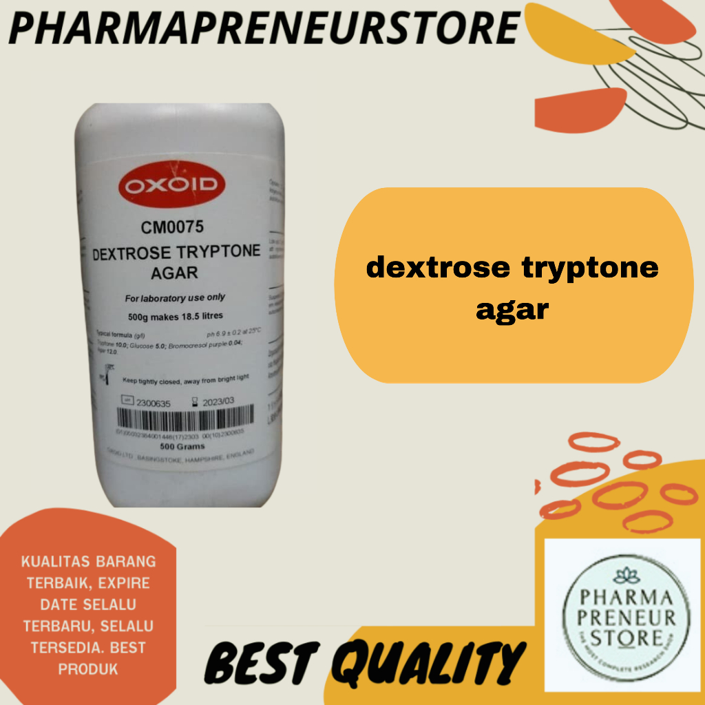 Jual DEXTROSE TRYPTONE AGAR 10 GRAM KEMASAN ECER OXOID BEST QUALITY ...