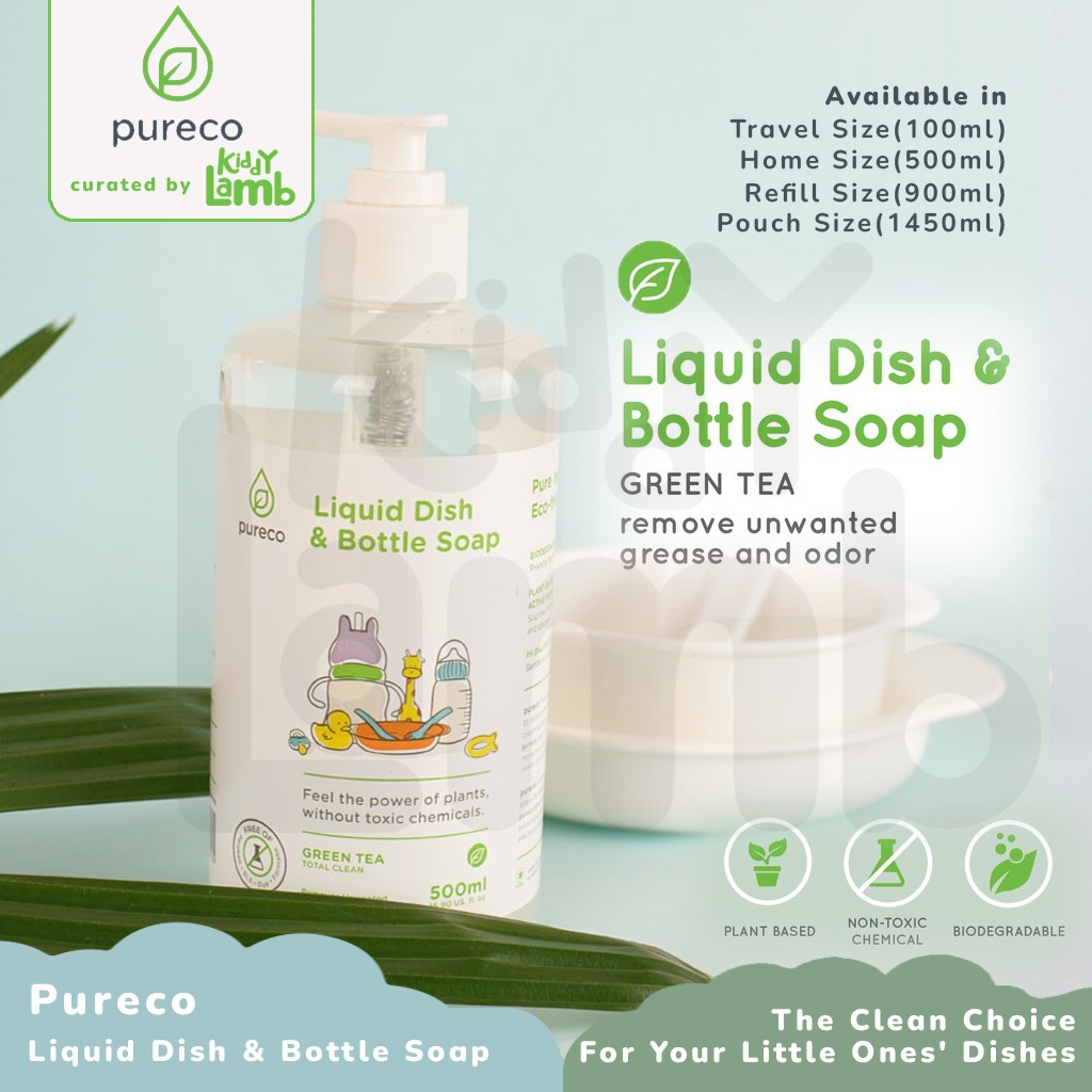 Jual Pureco Liquid Dish & Bottle Soap Green Tea / Sabun Cuci Botol ...