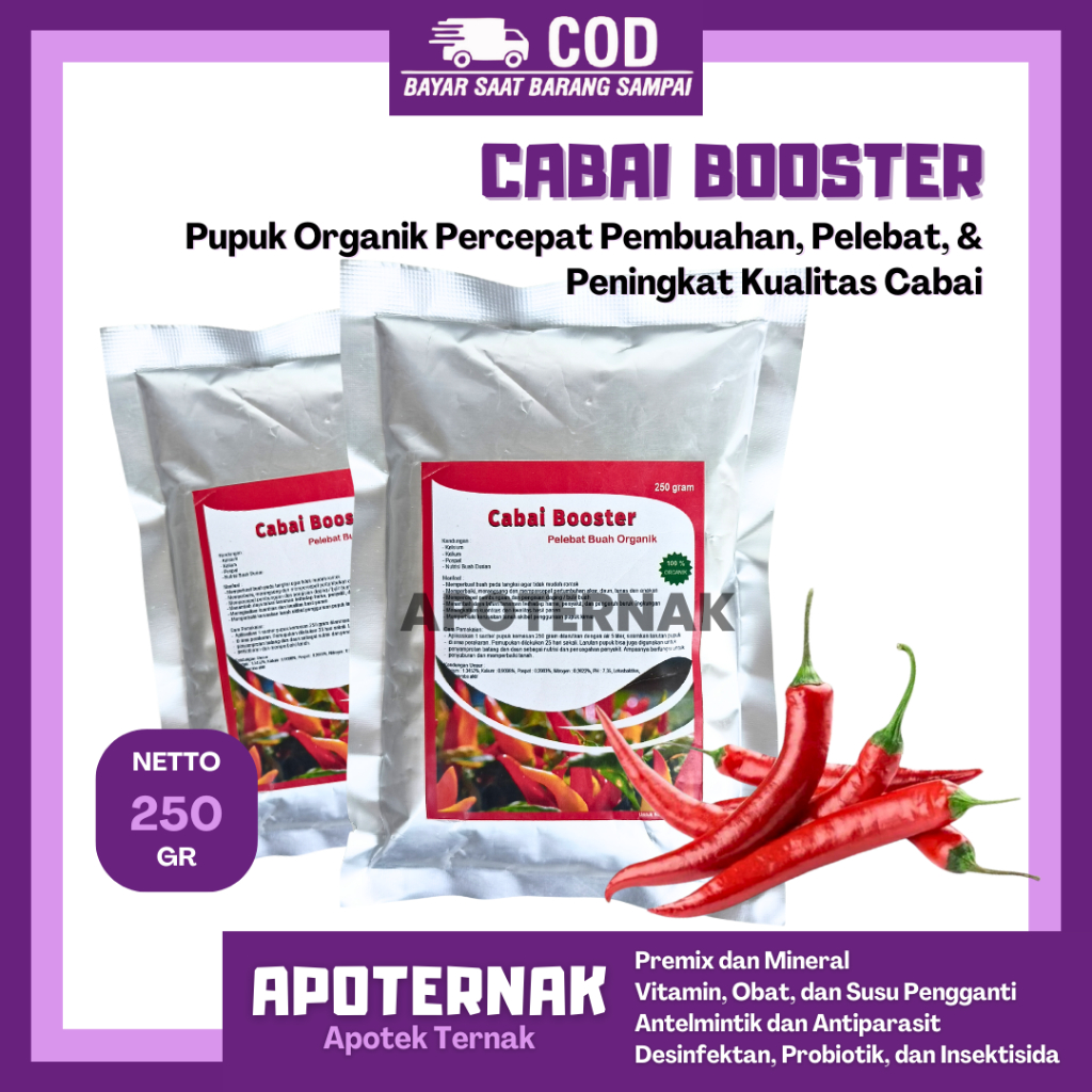 Jual CABAI BOOSTER 250 gr | Pupuk Organik Pelebat Cabai | Booster Cabai Kualitas Super Pupuk ...