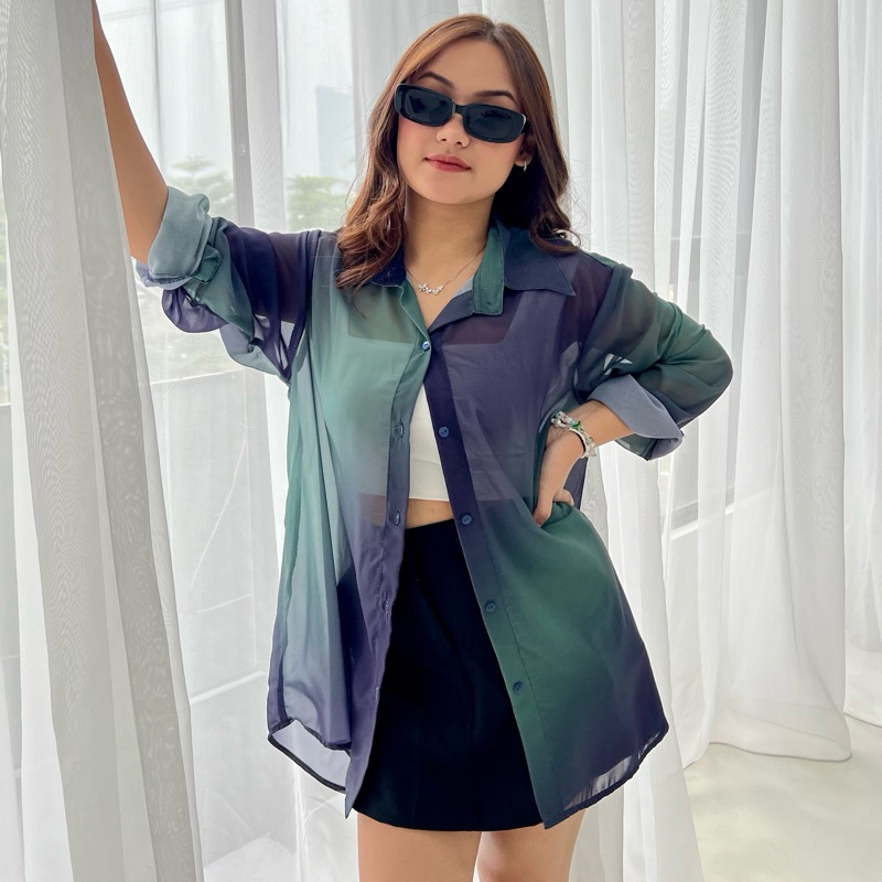 Jual Kemeja Sifon Gradasi Marble Chiffon Lengan Panjang Kainkan ...