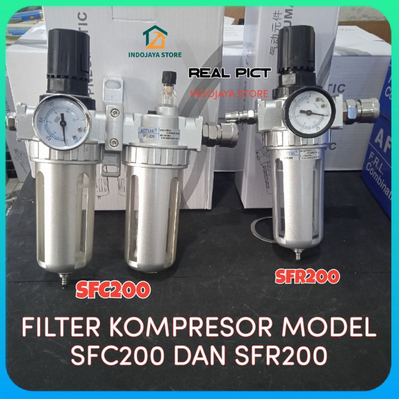 Jual Air Filter Regulator SFR200 Single Dan SFC200 Double Tabung dengan coupler atau tanpa ...