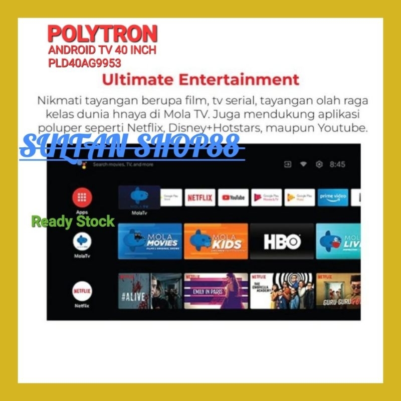 Jual POLYTRON ANDROID TV PLD40AG9953 40 INCH FULL HD DIGITAL TV I ANDROID TV POLYTRON ...