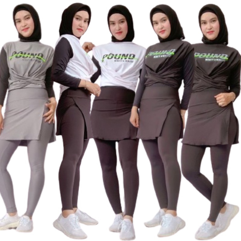 Jual Atasan/Legging rok/Setelan crop poundfit-Legging rok belah ...