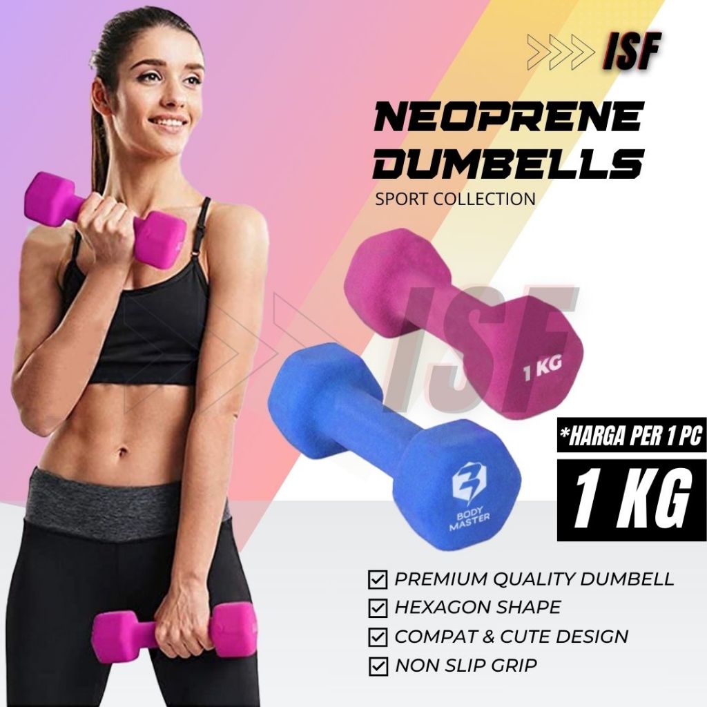 Jual ISF Dumbbell Neoprene Dumbell Barbel Non Slip Mini Dumbel Gym 1KG ...