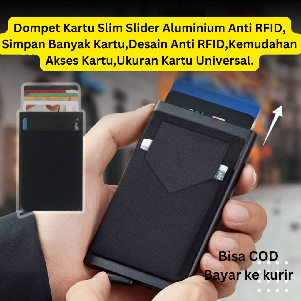Jual Dompet Kartu Slim Slider Aluminium Anti RFID, Simpan Banyak Kartu ...
