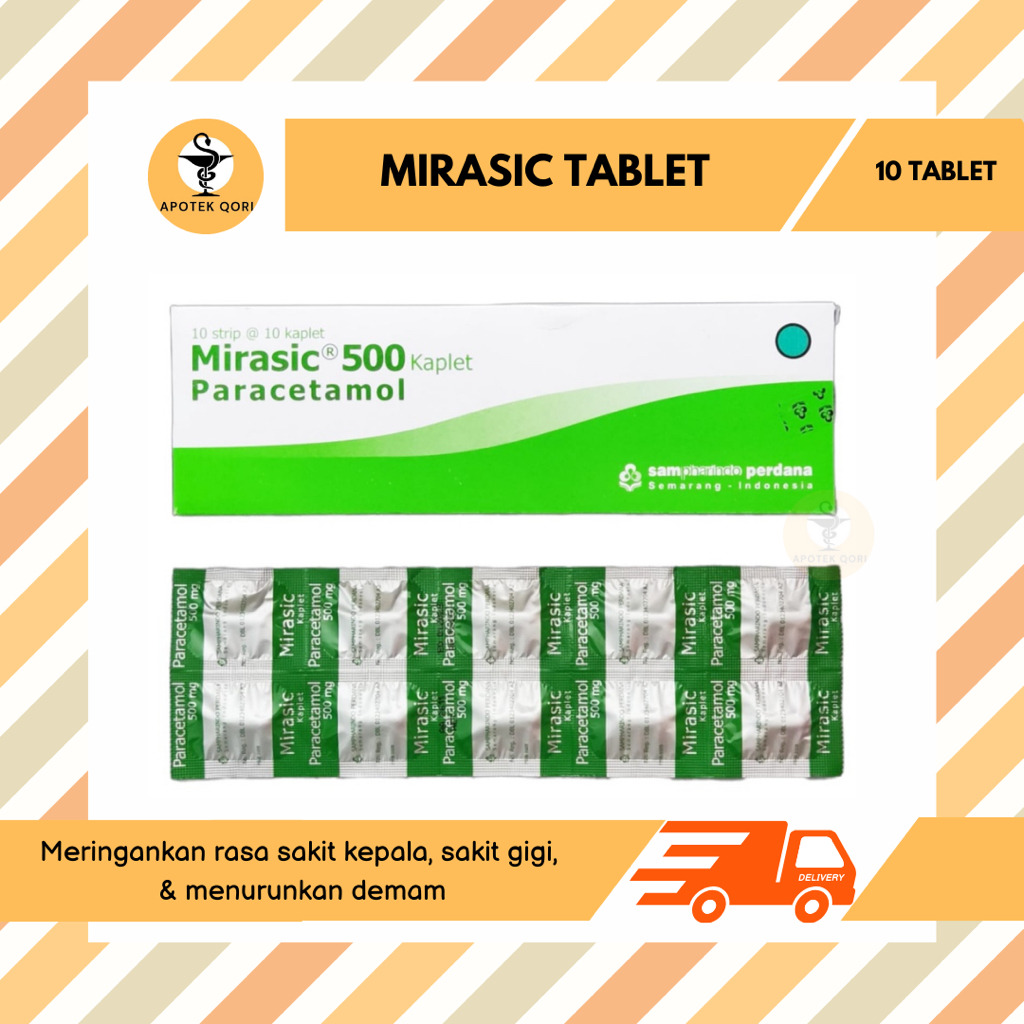 Jual MIRASIC STRIP @ 10 TABLET/PARACETAMOL 500 MG/PENUTUN DEMAM/PEREDA ...