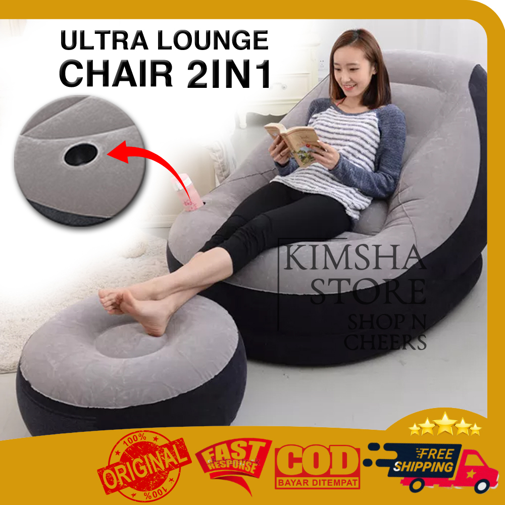 Jual Intex Ultra Lounge Chair Ottoman 2 in 1 Kursi Santai Sofa Angin ...