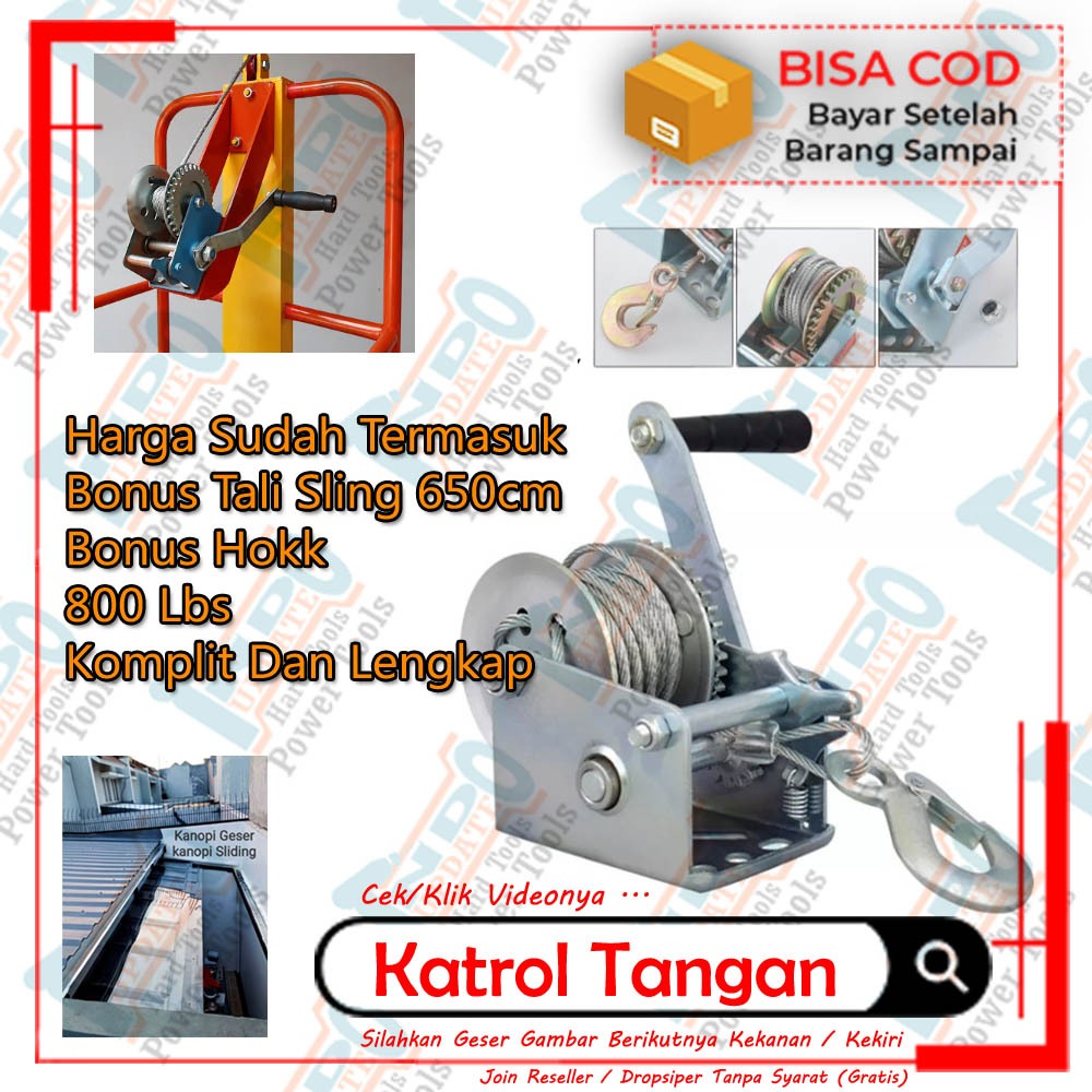 Jual katrol alat angkat beban angkut barang berat kerekan troli derek ...