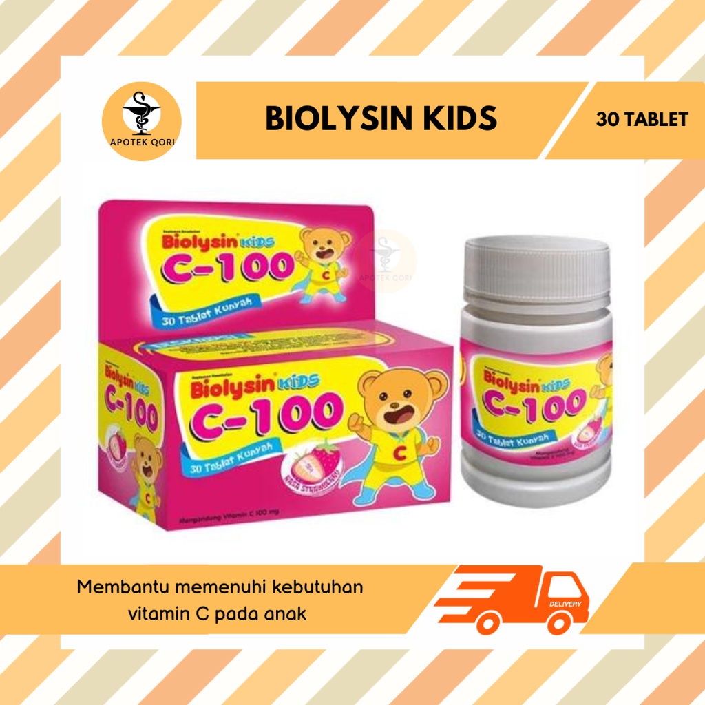 Jual BIOLYSIN KIDS C100 BTL @ 30 TAB KUNYAH/VITAMIN C/DAYA TAHAN TUBUH ...