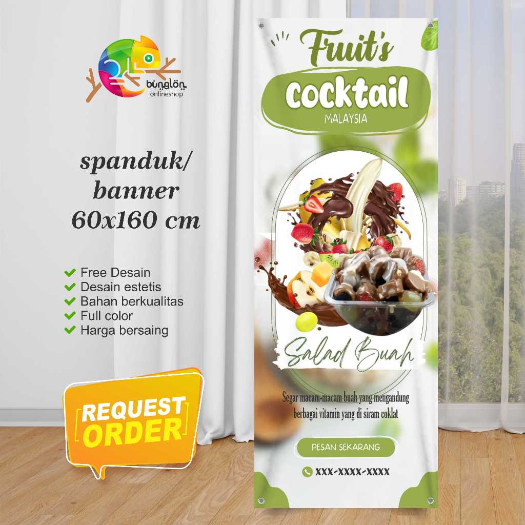 Jual Spanduk 60x160 Banner Fruit Cocktail Buah Siram Coklat Malaysia ...