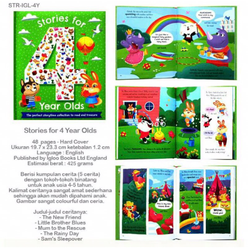 Jual BUKU CERITA ANAK / STORY BOOK 4 YEAR OLD (ADA 5 JUDUL CERITA DALAM ...