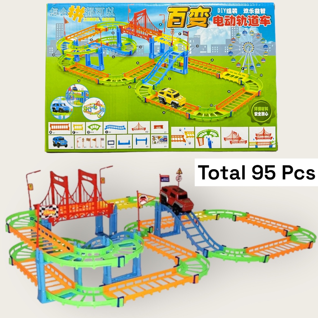 Jual Mainan Mobil Mobilan Anak Mobil Track Rail 95 Pcs Jalur Kereta ...