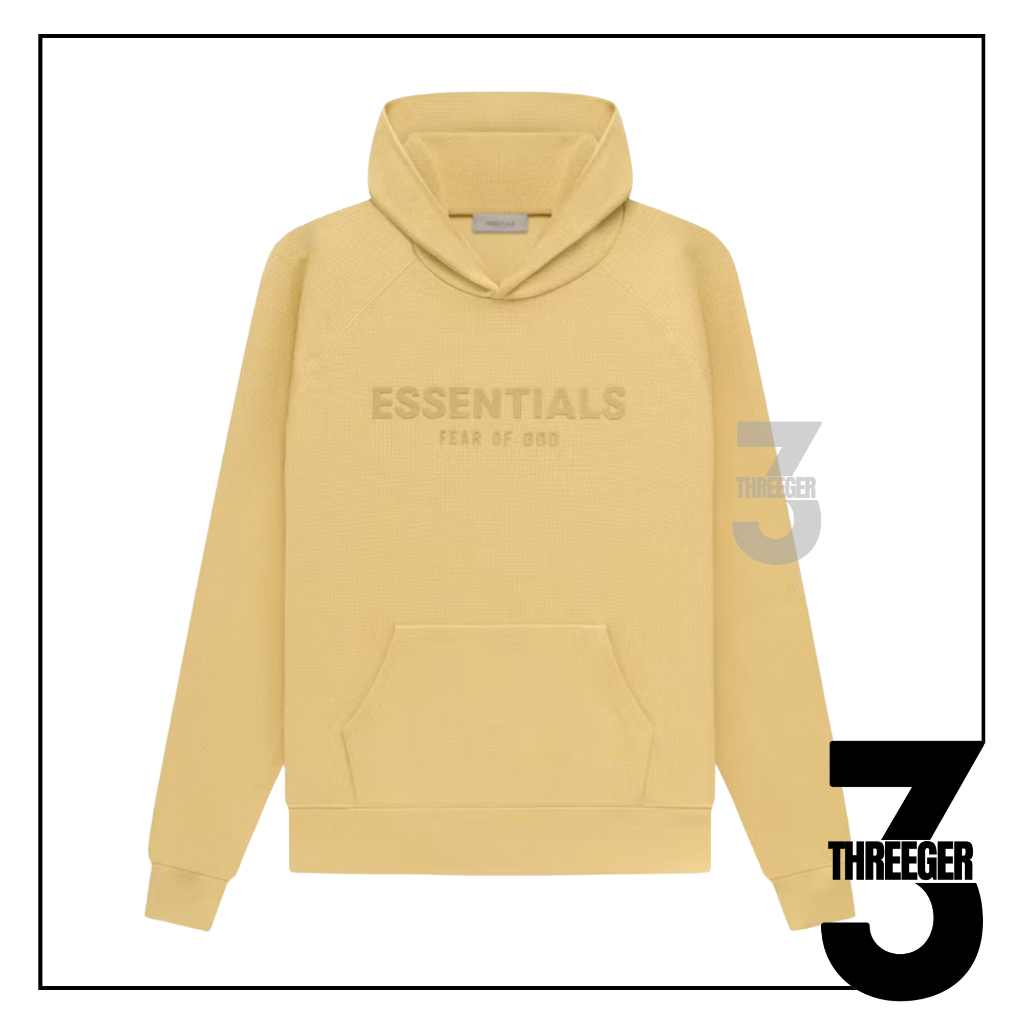 Jual Essentials Fear Of God Waffle Raglan Hoodie Light Tuscan Original | Shopee Indonesia