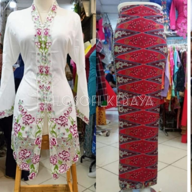 Jual Realpict setelan kebaya encim motif bunga tulip // kebaya encim ...