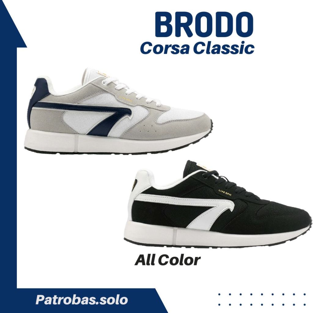 Jual BRODO Corsa Black White Sepatu Sneakers Pria Original Hitam Putih ...