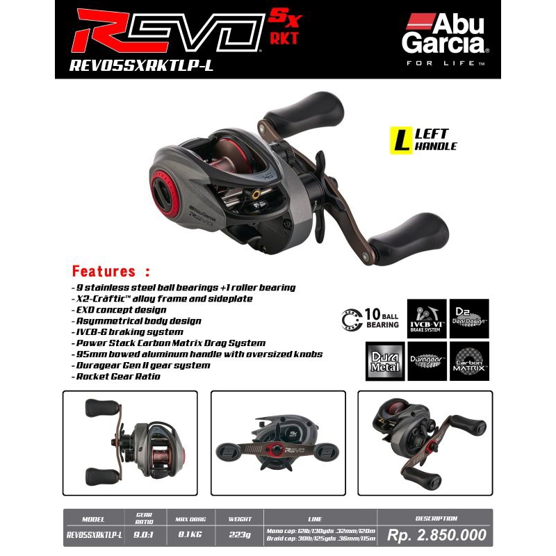 Jual REEL BC ABUGARCIA ABU GARCIA REVO SX RKT GEN 5 REV05 SXRKTLP-L HANDLE KIRI | Shopee Indonesia