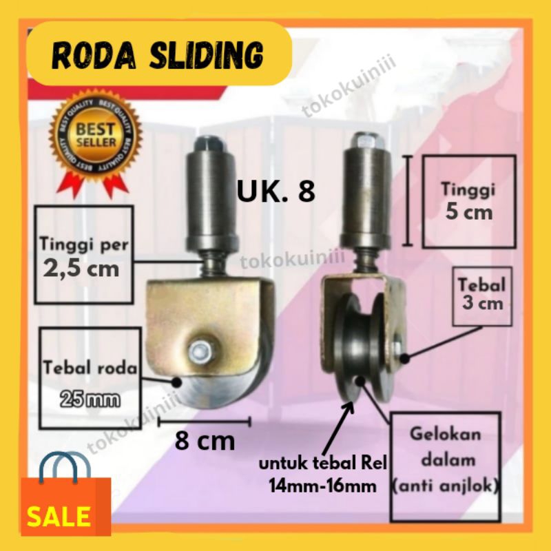 Jual Roda pagar sleding pagar sliding besi super ukuran 8 cm | Shopee ...