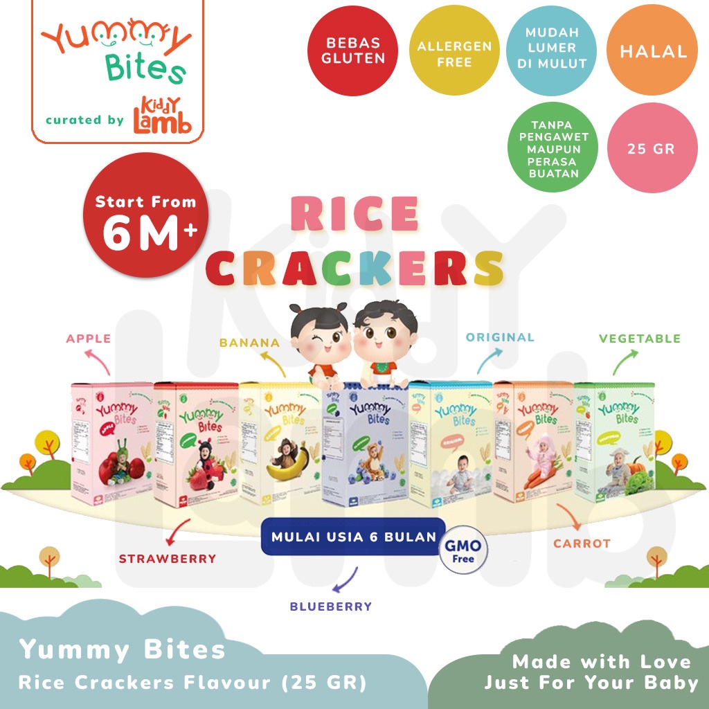 Jual Yummy Bites Rice Crackers 6+ 25gr / Original Strawberry Blueberry ...