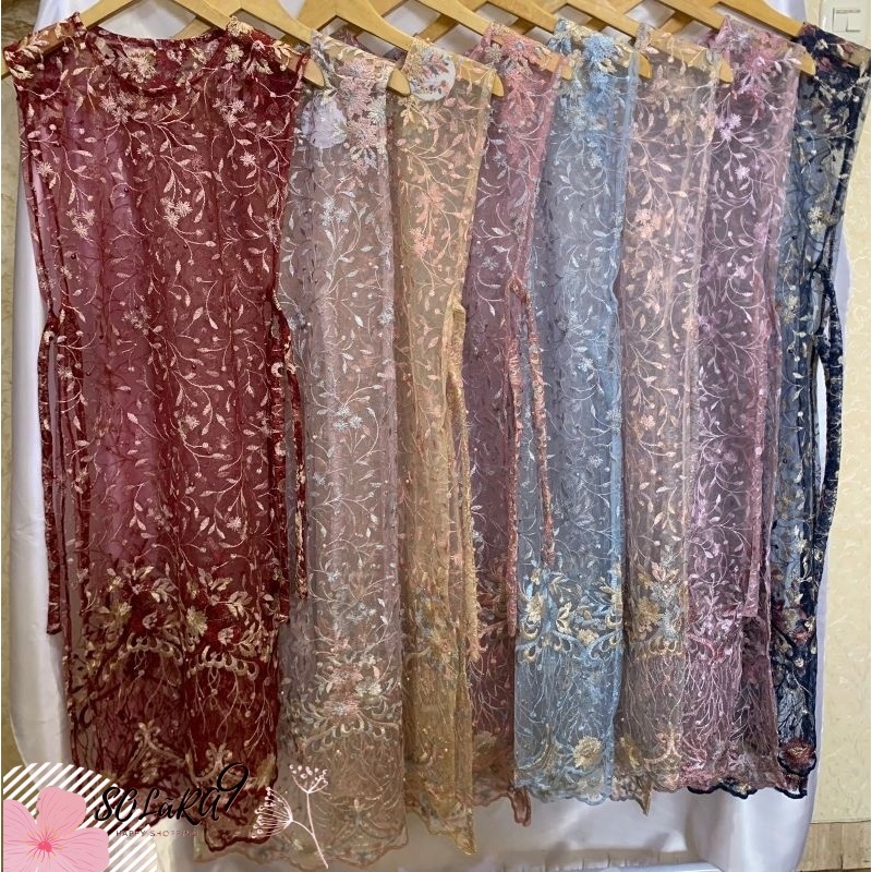 Jual Cardigan long vest tule / outer brukat premium / outer rompi ...