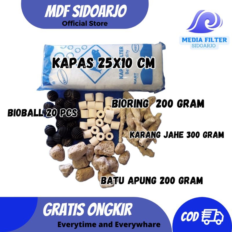Jual Paket Media Filter Akuarium Ikan Hias 5 in 1 Kapas 2 lapis ...