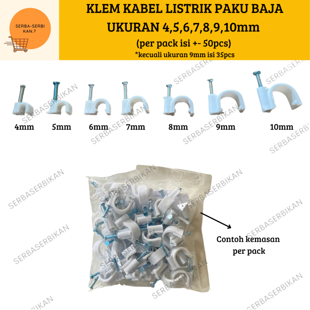 Jual KLEM KABEL LISTRIK PLASTIK PAKU BETON UKURAN 4 5 6 7 8 9 10mm ...
