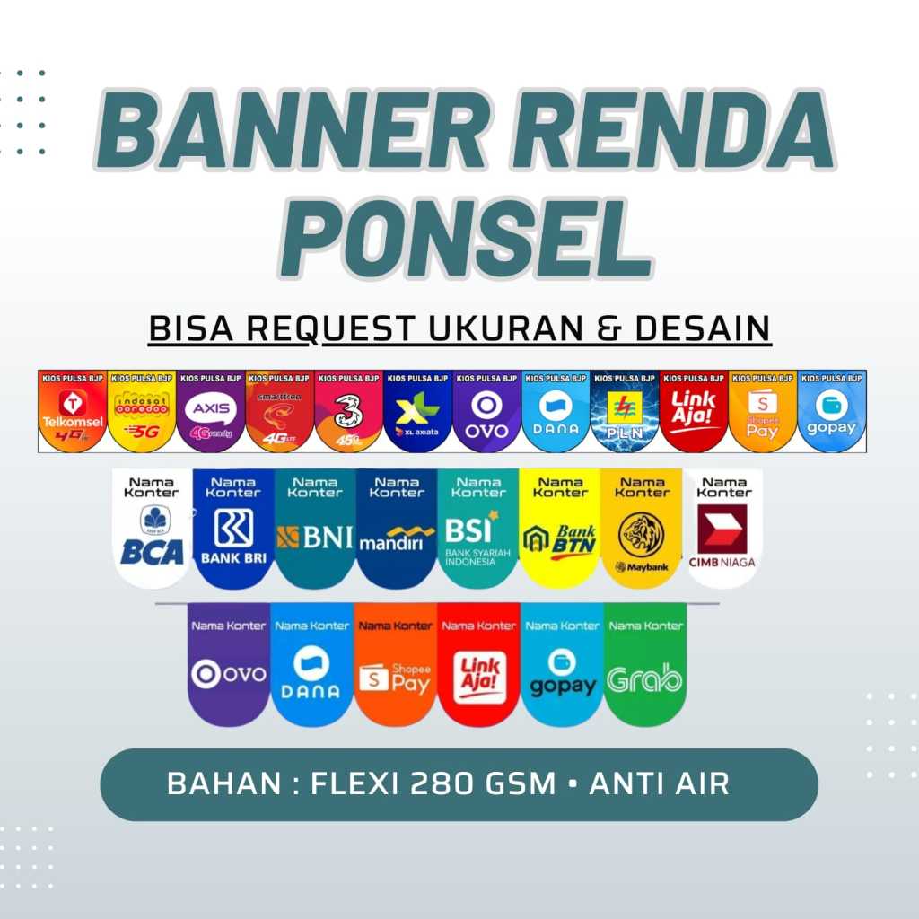 Jual Banner renda konter, toko, ponsel/Flag Banner Murah/Spanduk Renda toko | Shopee Indonesia