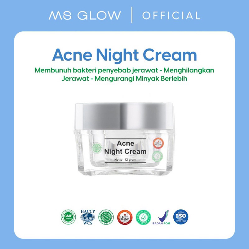 Jual MS GLOW - ACNE NIGHT CREAM - CREAM JERAWAT - 12,5 GR | Shopee ...