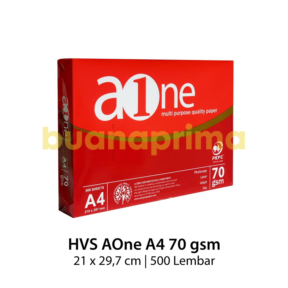 Jual Kertas HVS AOne A4 70 gsm 500 Lembar Print Paper A1 Fotocopy ...