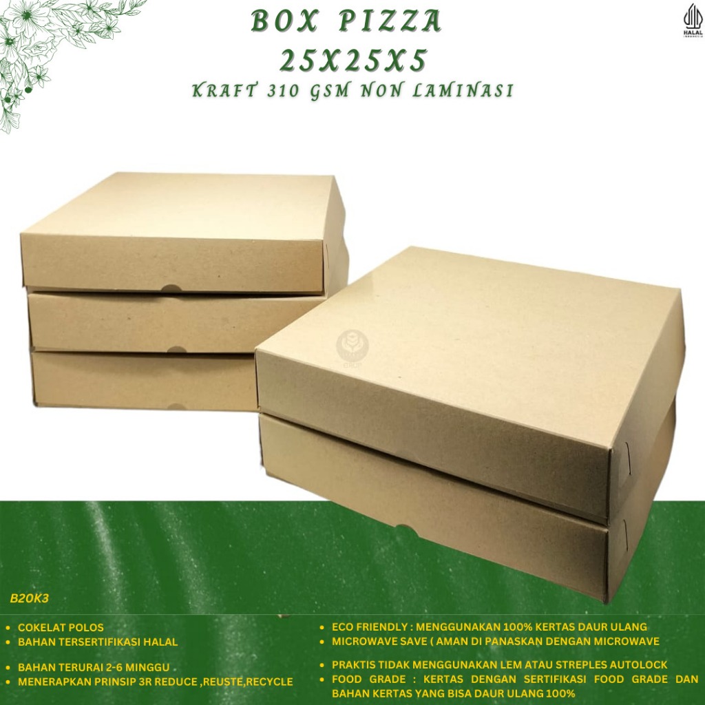 Jual Box Pizza 25x25 Kardus Pizza 25x25 Kotak Pizza (B20K3-Non Laminasi ...