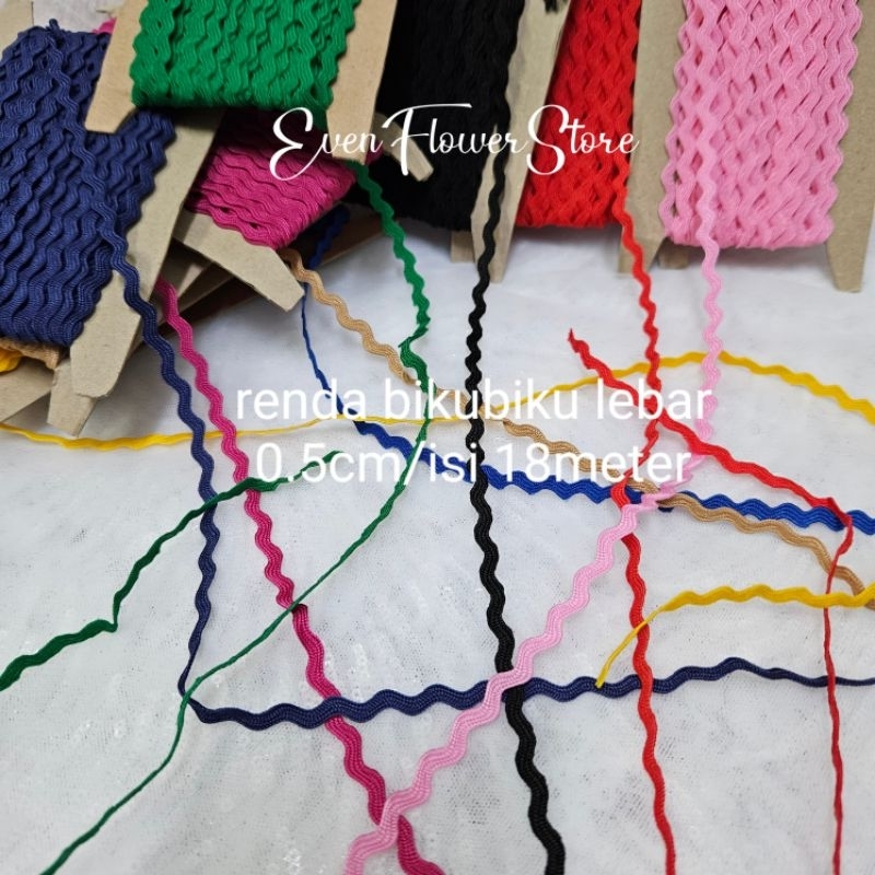 Jual (per1roll) renda biku biku/renda zig zag lebar 0.5cm / isi 18 ...