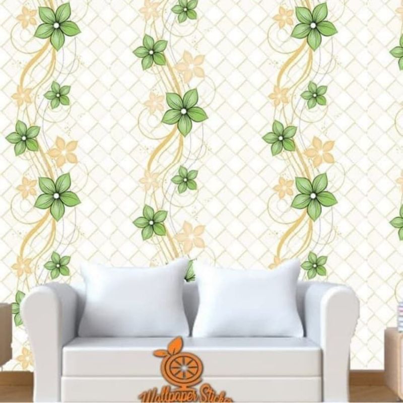 Jual Wallpaper Dinding Motif Bunga Hijau Dasar Putih 8m X 45cm | Shopee Indonesia