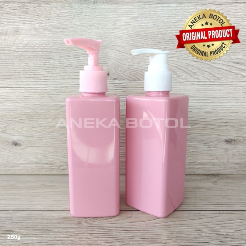 Jual BOTOL PET 250 ML KOTAK SQ PINK TUTUP PUMP CLIP WARNA WARNI / ANEKA BOTOL SABUN SHAMPOO ...