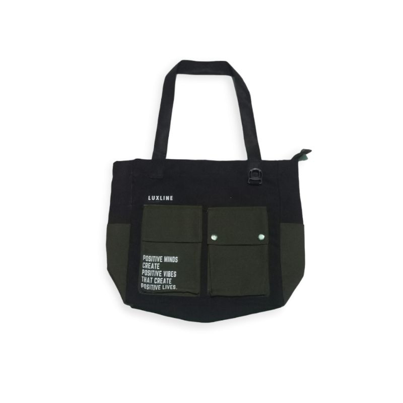 Jual Totebag kanvas Black Army Tote bag pria dan wanita premium ...