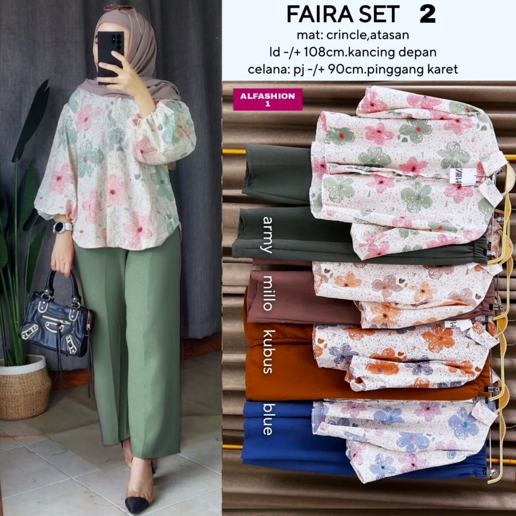 Jual Setelan Blouse Celana Crincle Premium Faira Set 2 Bahan Crinkle ...