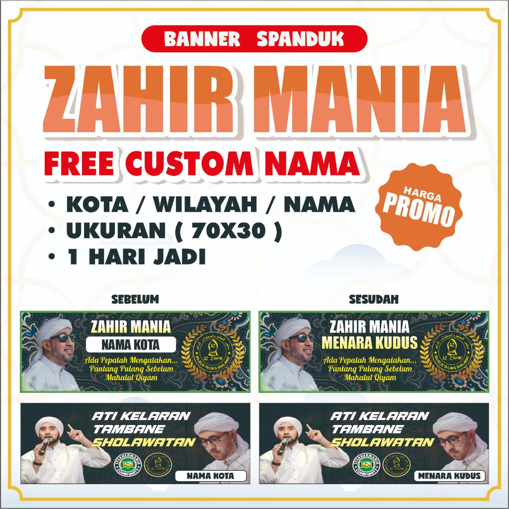 Jual (Promo Banner 10ribuan) Spanduk Banner Sholawat, Zahir Mania ...