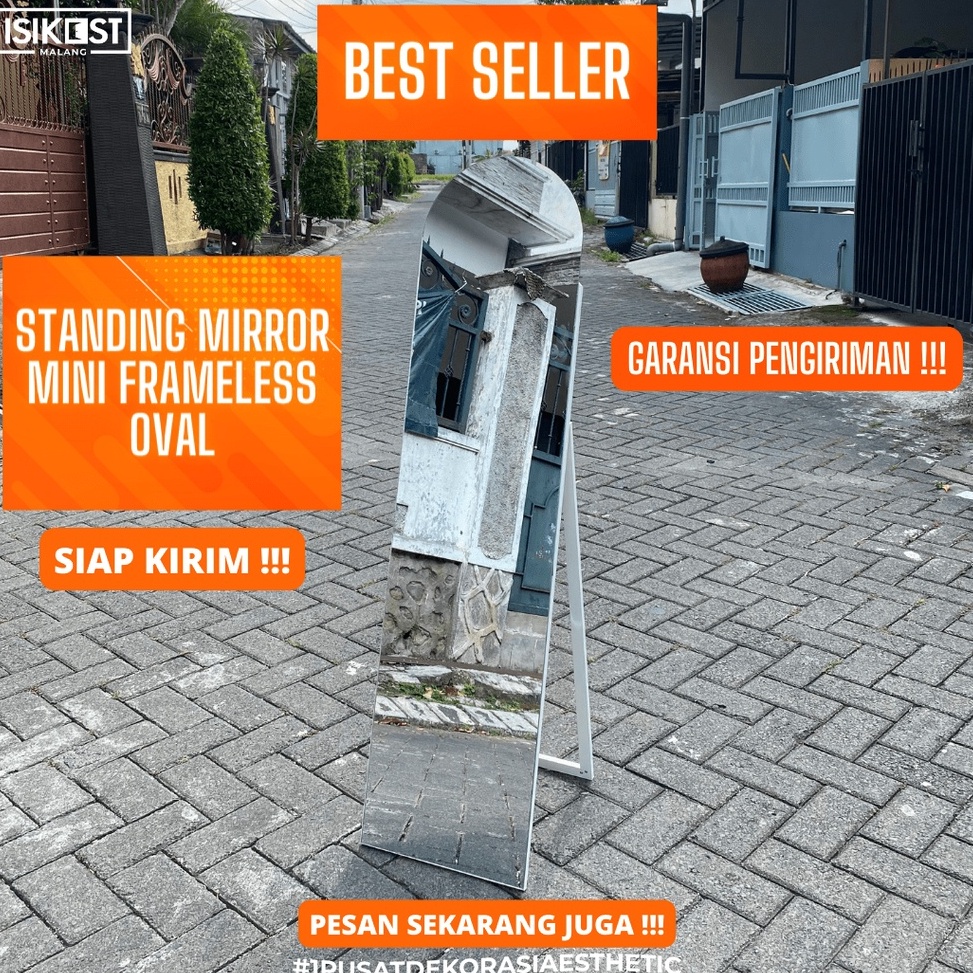 Jual [ART. X43L] STANDING MIRROR FRAMELESS OVAL MINI - AESTHETIC ...