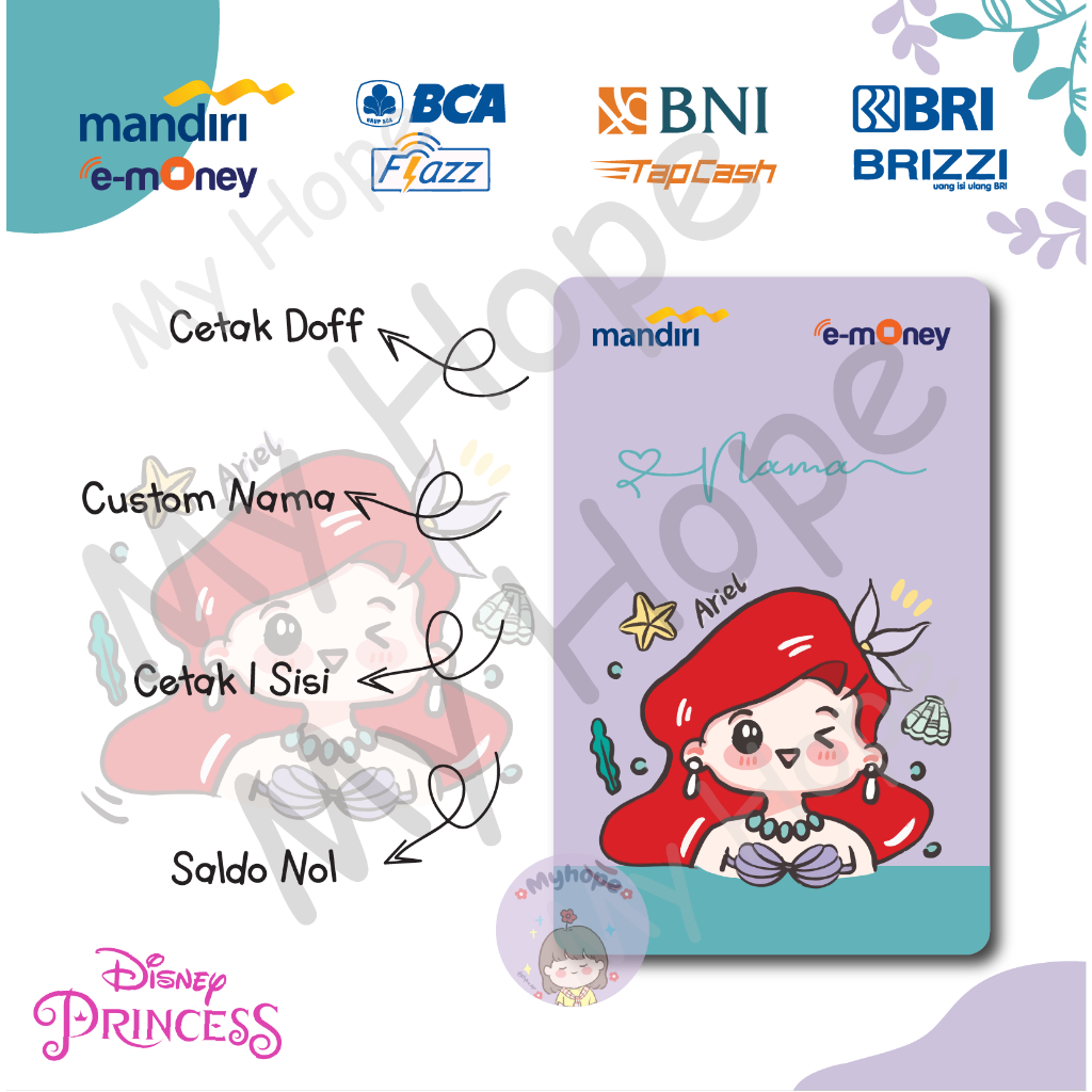 Jual Emoney Custom Etoll Kartun Princess Disney Cantik Cute Kartu ...